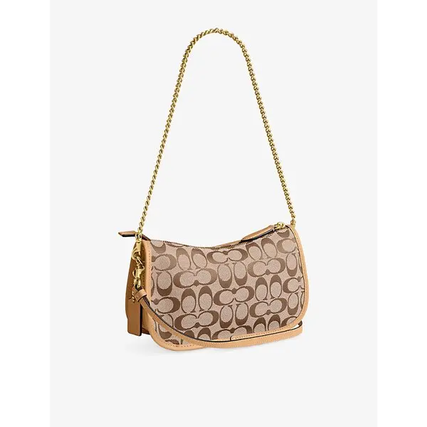 Coach Signature Monogram Turnlock Shoulder Bag - Khaki Light Peach